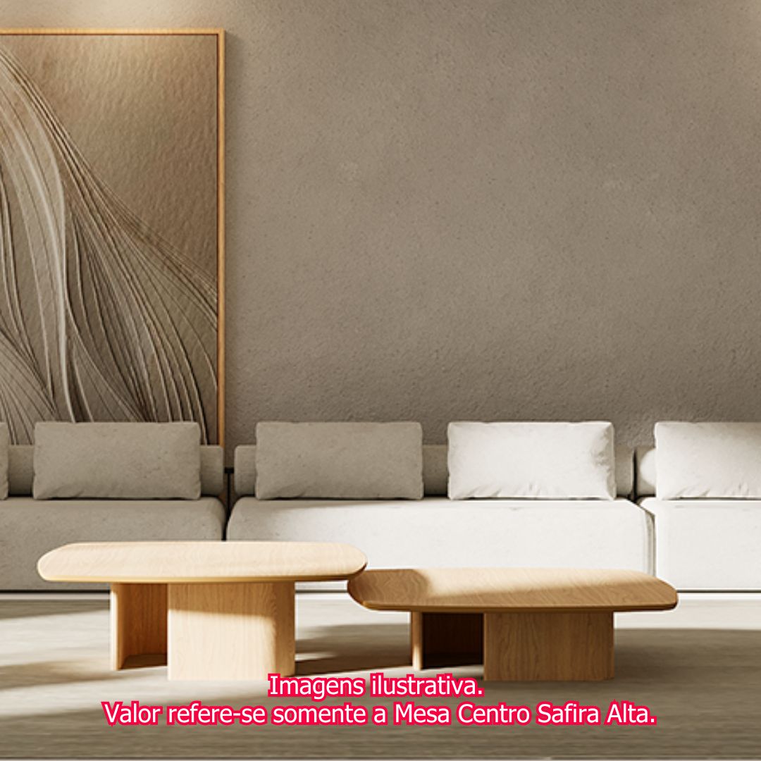 Mesa Centro Safira Alta Quadrada Tampo e Base Carvalho - 78293